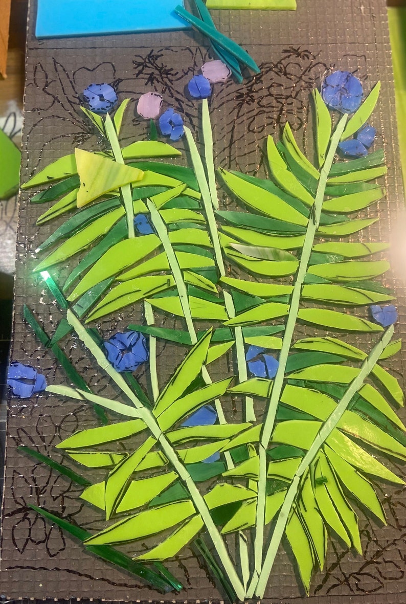 Fern Stained Glass Mosaic Art: Framed Garden Wall Decor (12x8.25) - Etsy