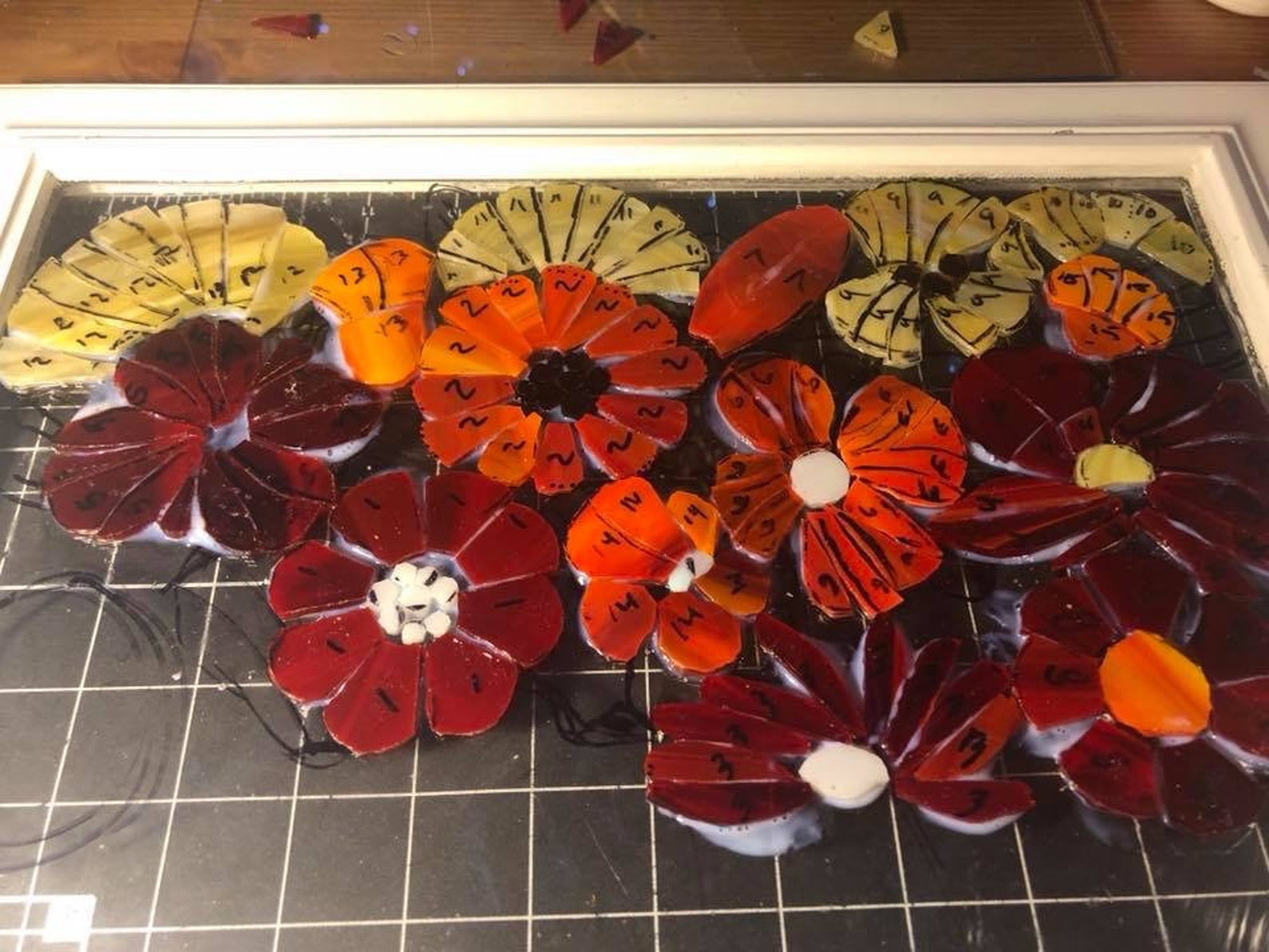 Mosaic Poppy Window, Poppy Mosaic, Stained Glass Window, Flower Art ...