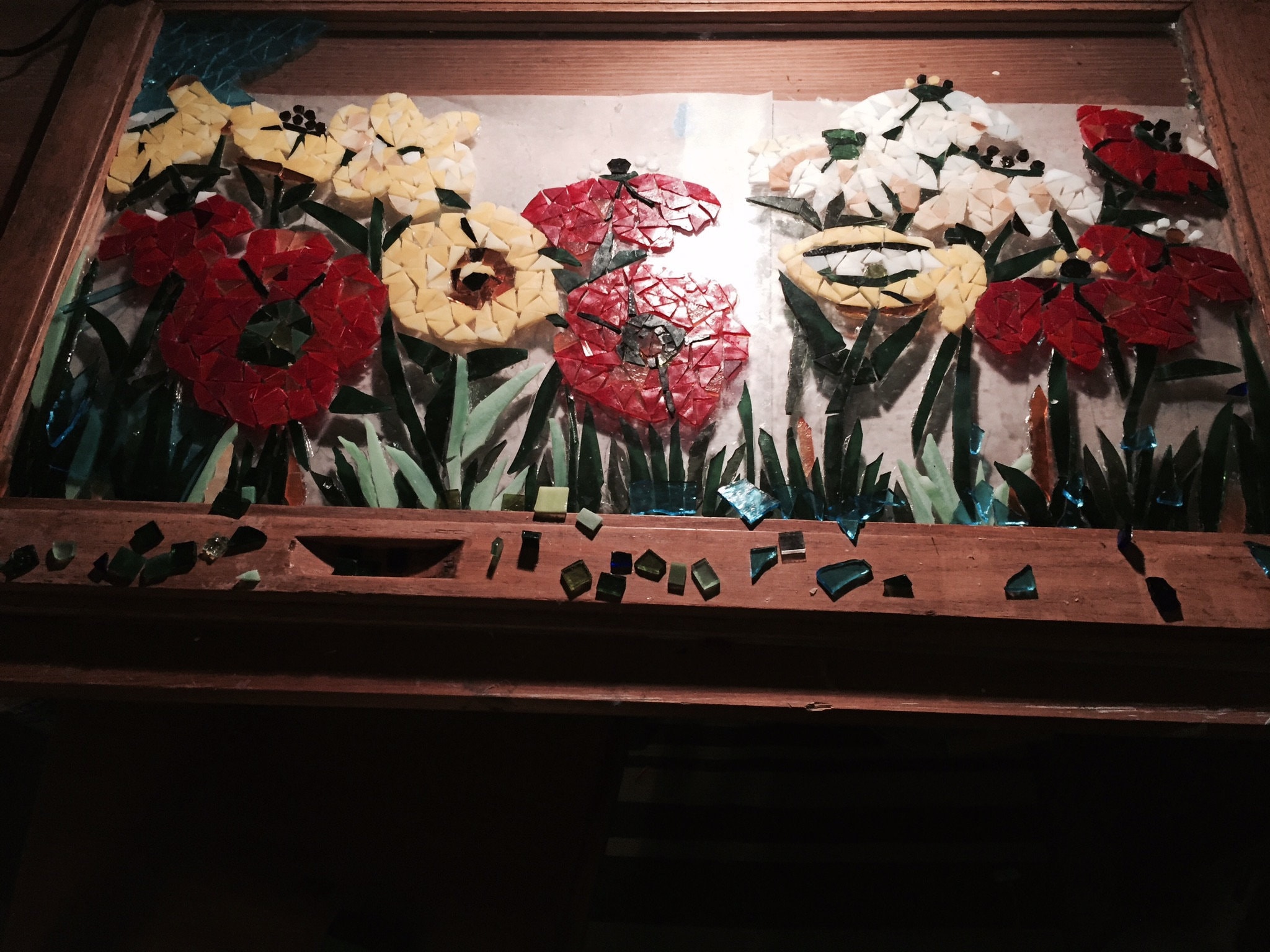 Mixed Flower Mosaic Window, Flower Art, Stained Glass Window, Poppy ...