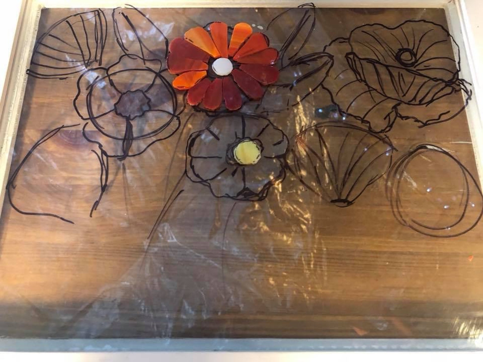 Mosaic Poppy Window, Poppy Mosaic, Stained Glass Window, Flower Art ...