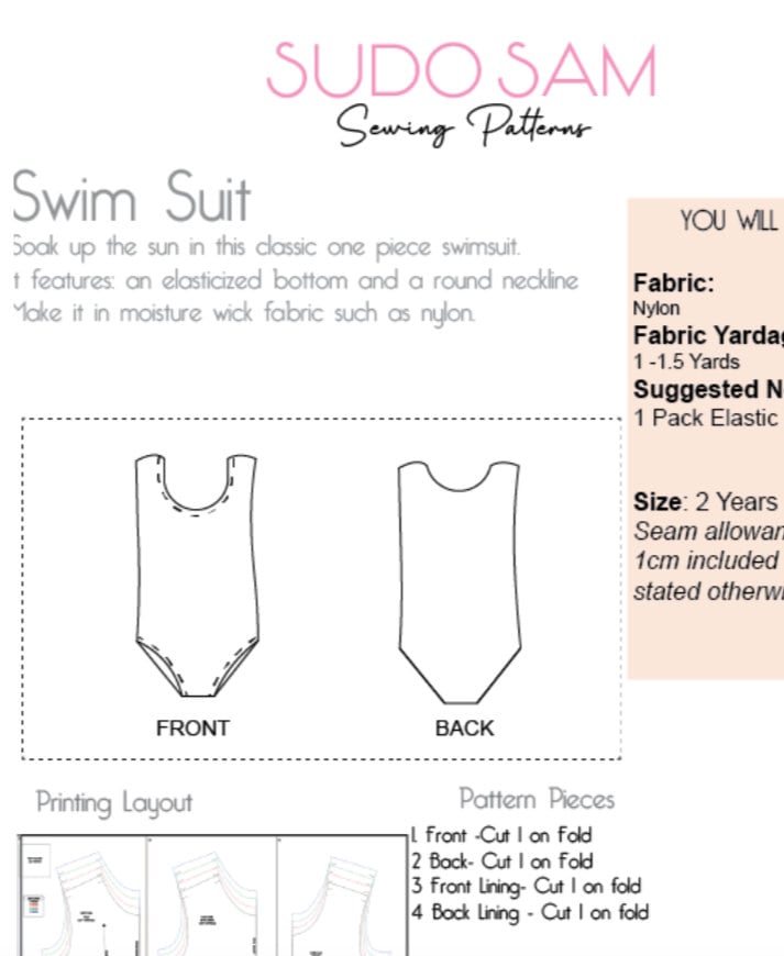 Baby Girl Swimsuit Sewing Pattern, Bathing Suit Pattern, Sewing Pattern ...