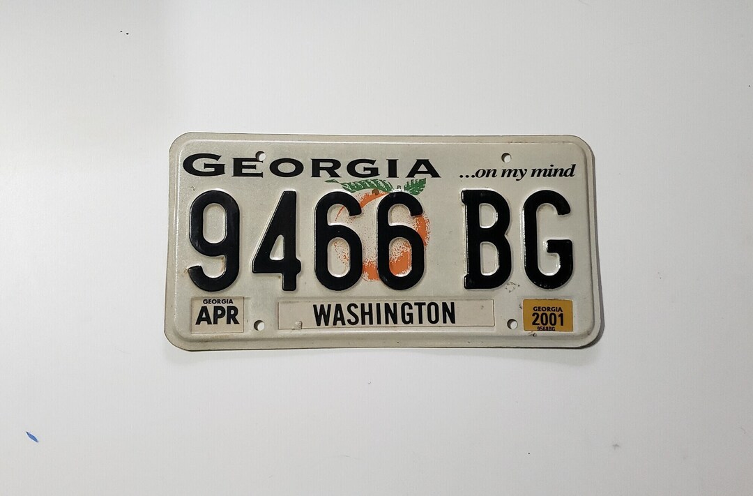 Vintage Georgia 2001 License Plate Vehicle Tag Issued in Washington ...