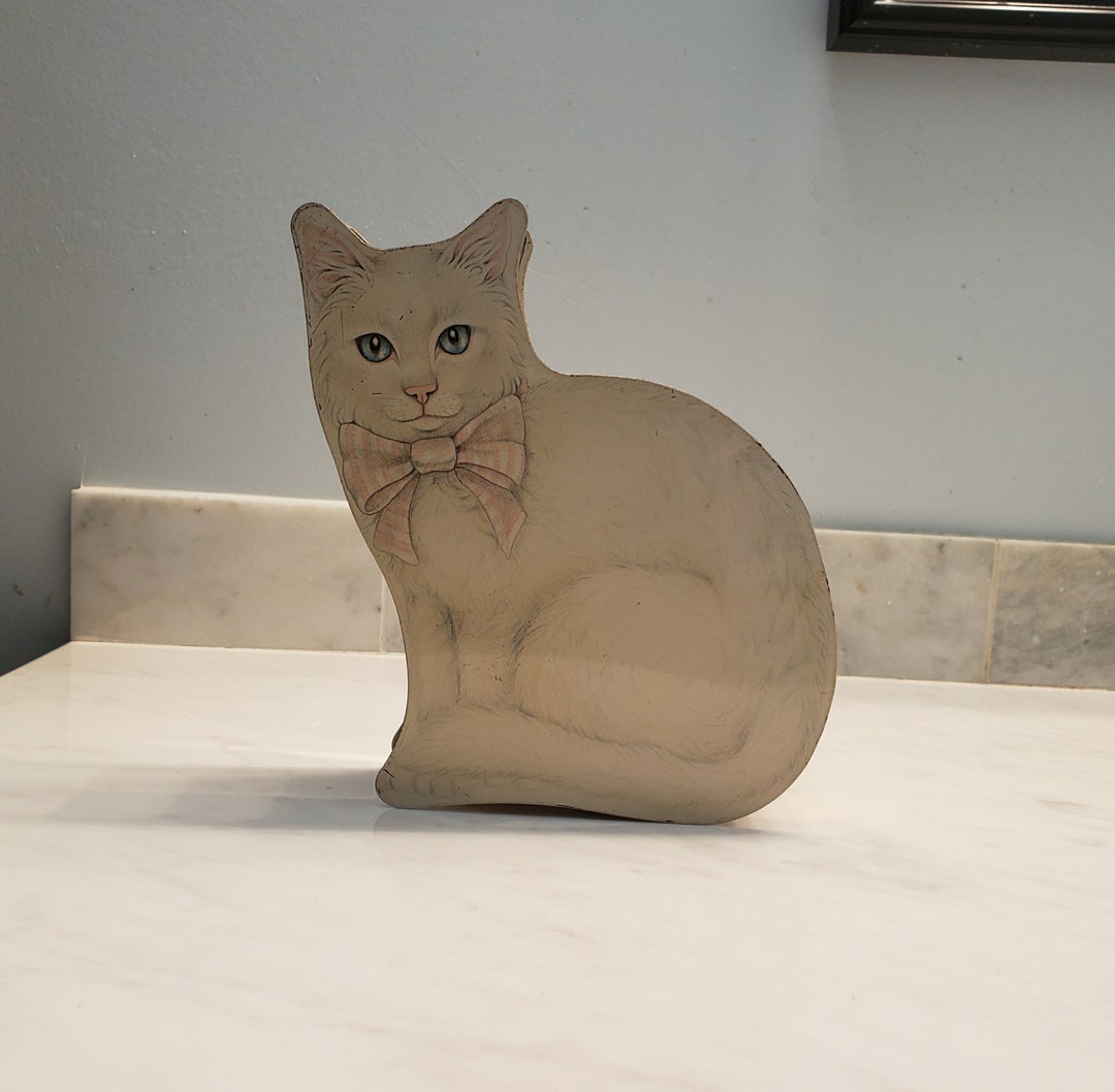 Meow Vintage Cat Tin Box Container FREE SHIPPING - Etsy