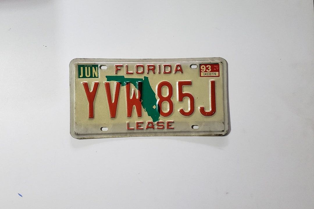Vintage 1993 Florida Lease License Plate Vehicle Tag FREE SHIPPING! - Etsy