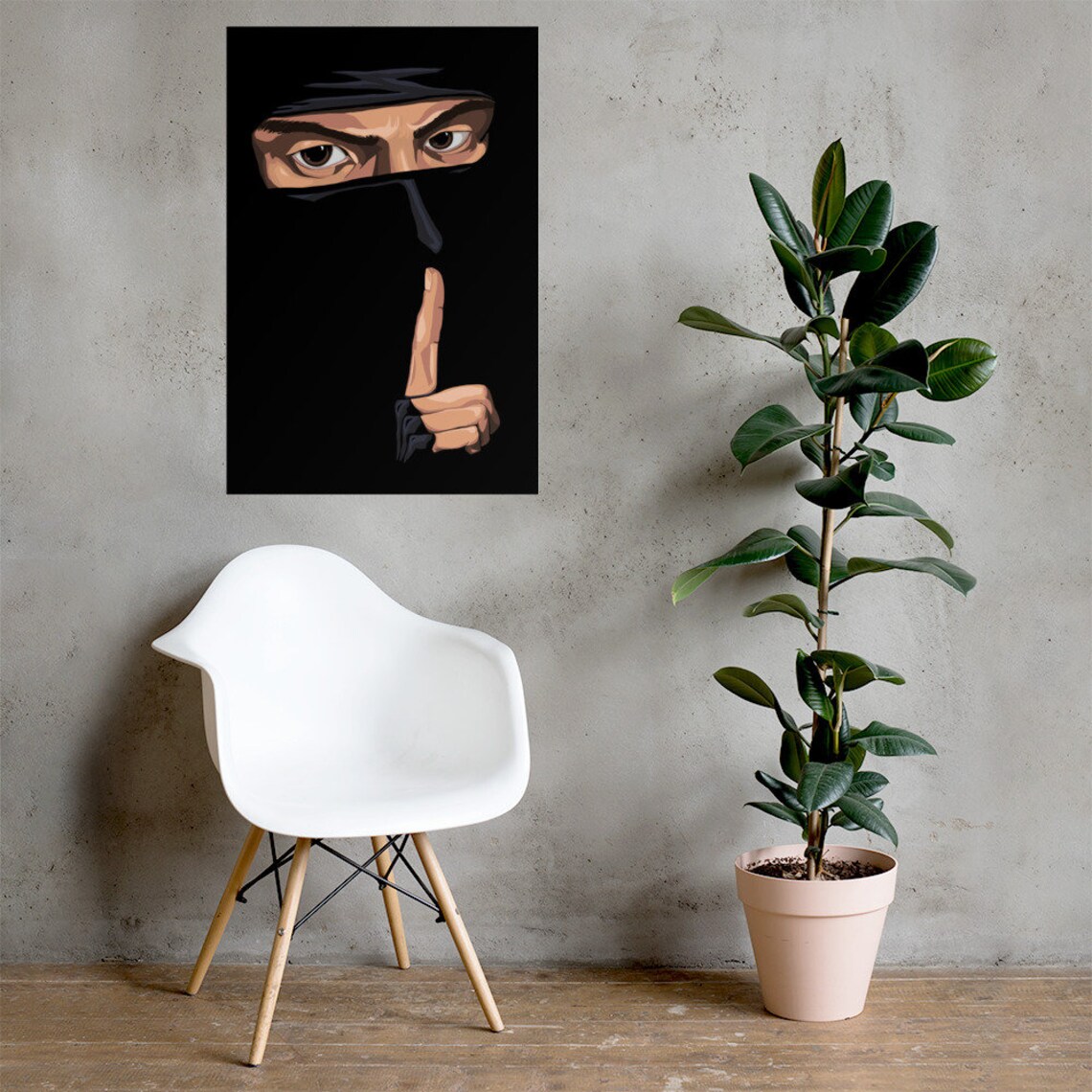 Japanese Ninja Poster Print, Anime Art Prints, Black Painting With ...