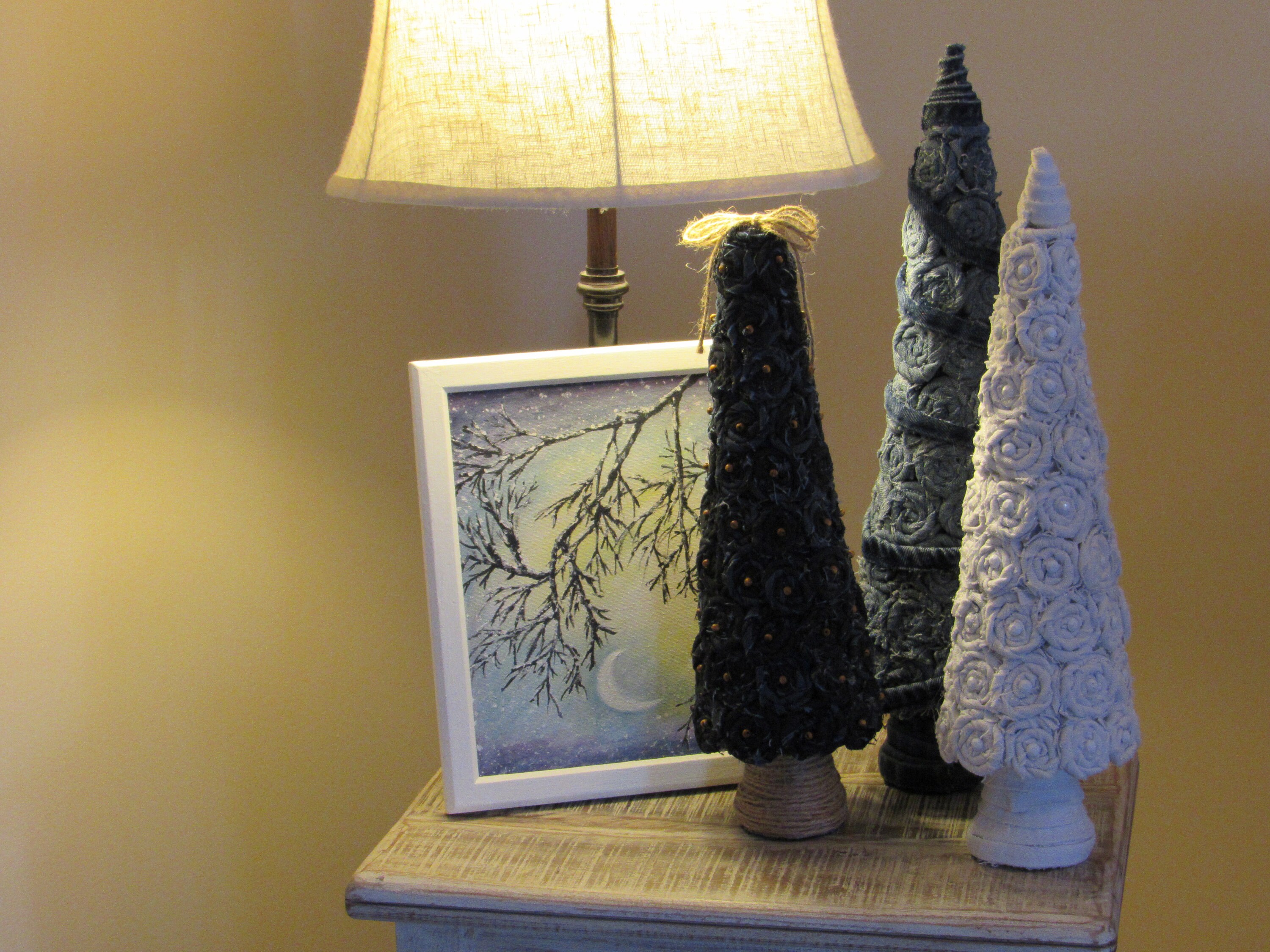 Tabletop Christmas Tree Denim Tree Miniature Tree Rose - Etsy