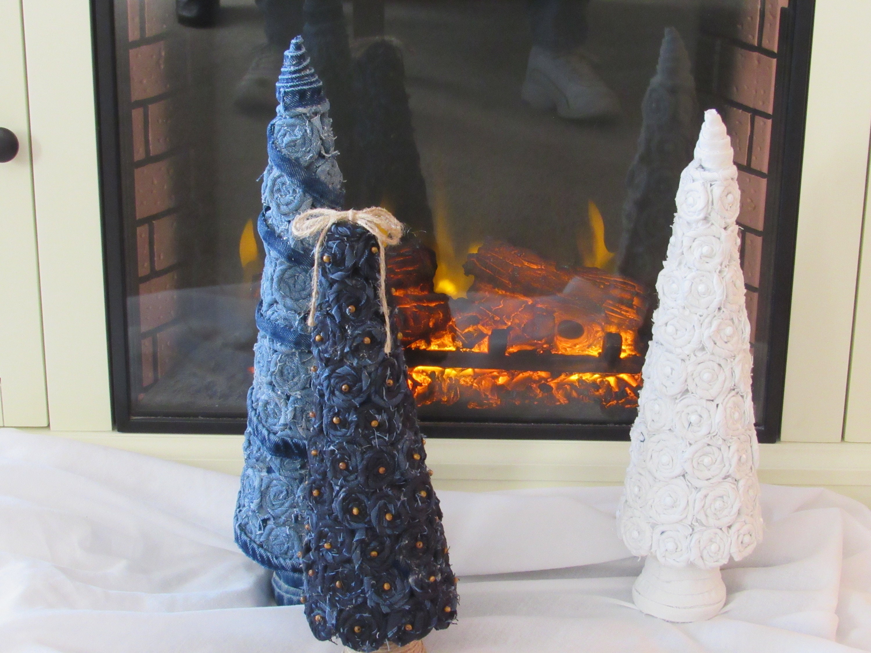 Tabletop Christmas Tree Denim Tree Miniature Tree Rose - Etsy