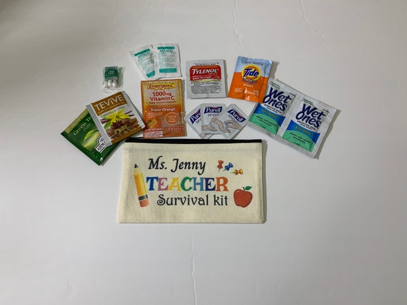 Personalized Custom Teacher/boss/manager Survival Kit/pouch - Etsy