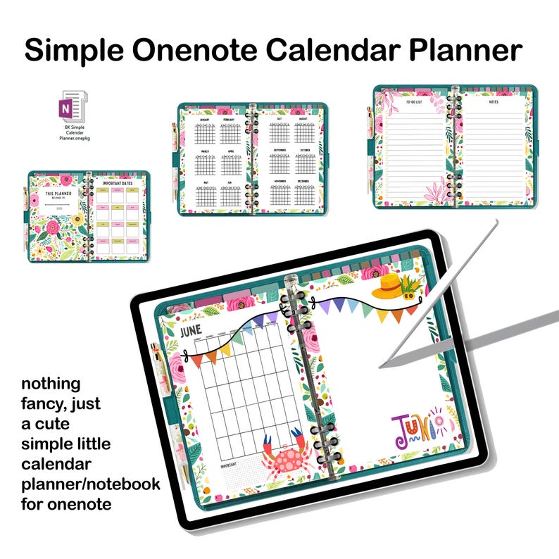Simple & Adorable Onenote Calendar/planner Notebook (undated) DIGITAL ...