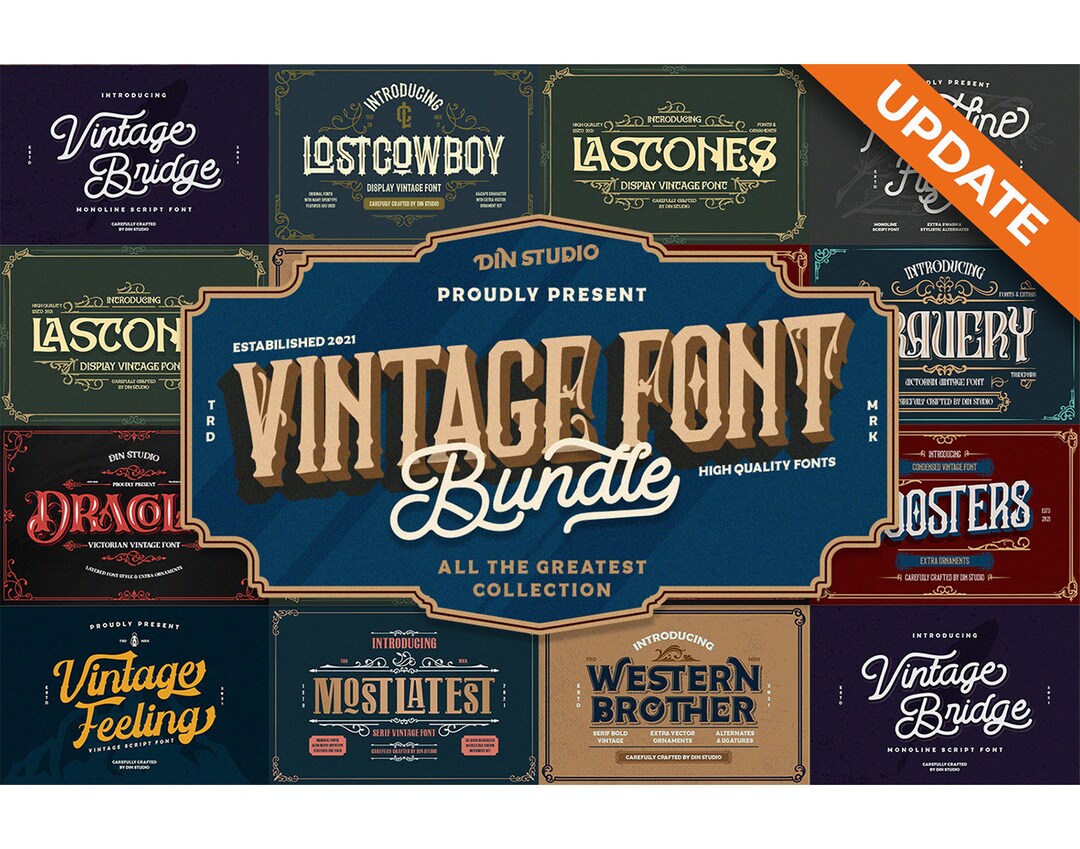Vintage Font Pack 2 | Instant Download | Procreate & Canva | SVG DXF ...