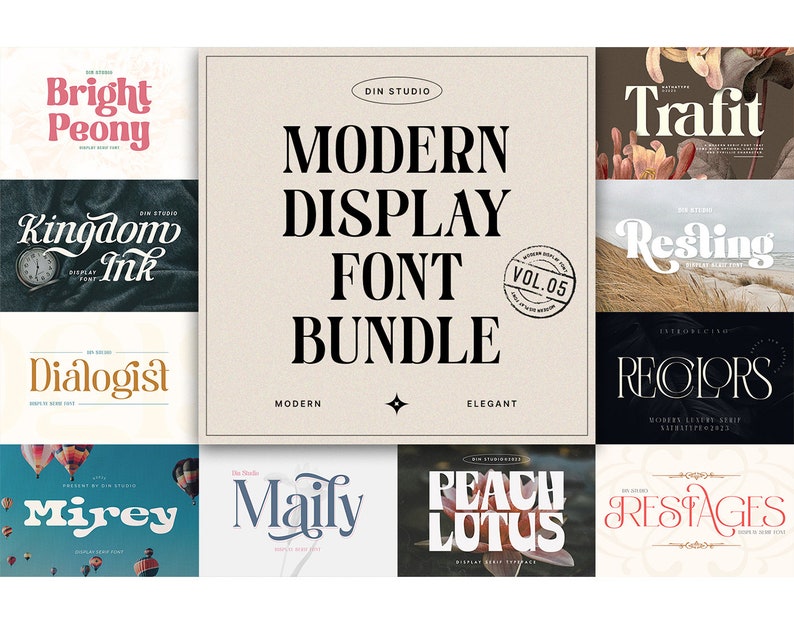 Modern Display Font Bundle 5: SVG, Logo, Canva, Cricut, Procreate ...