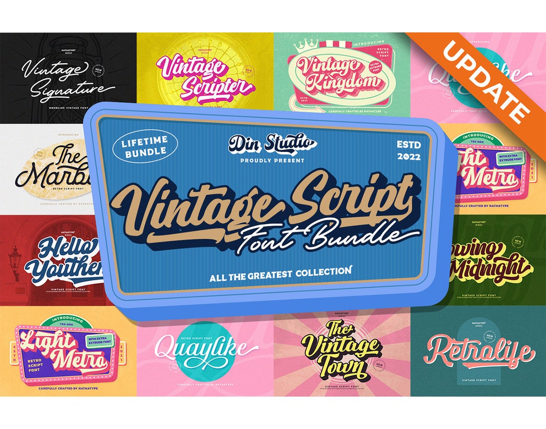 Retro Script Font Bundle 2: Instant Download for Canva, Cricut ...