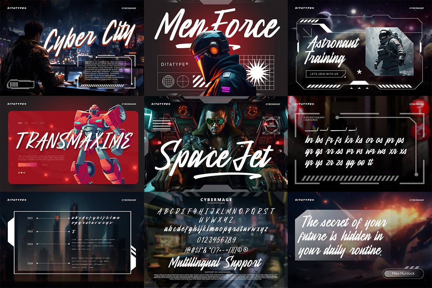 Futuristic Cyberpunk Font Pack | Stylish OTF & TTF | Cool Canva Cricut ...