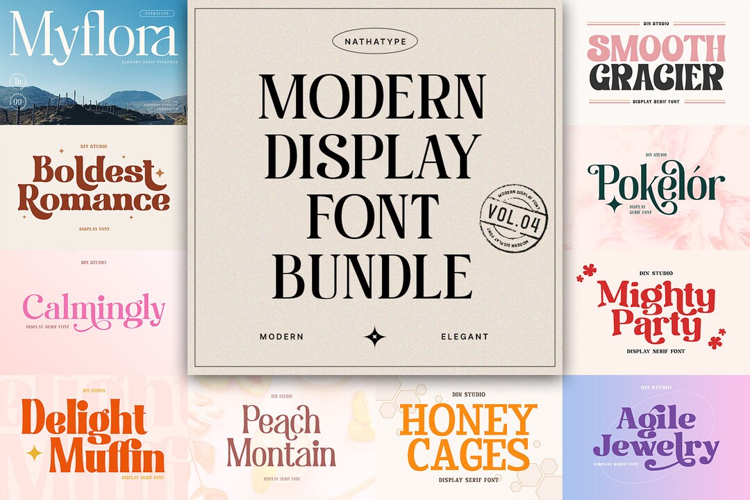 Modern Display Font Bundle 4: SVG, Canva, Cricut, Procreate | Modern ...