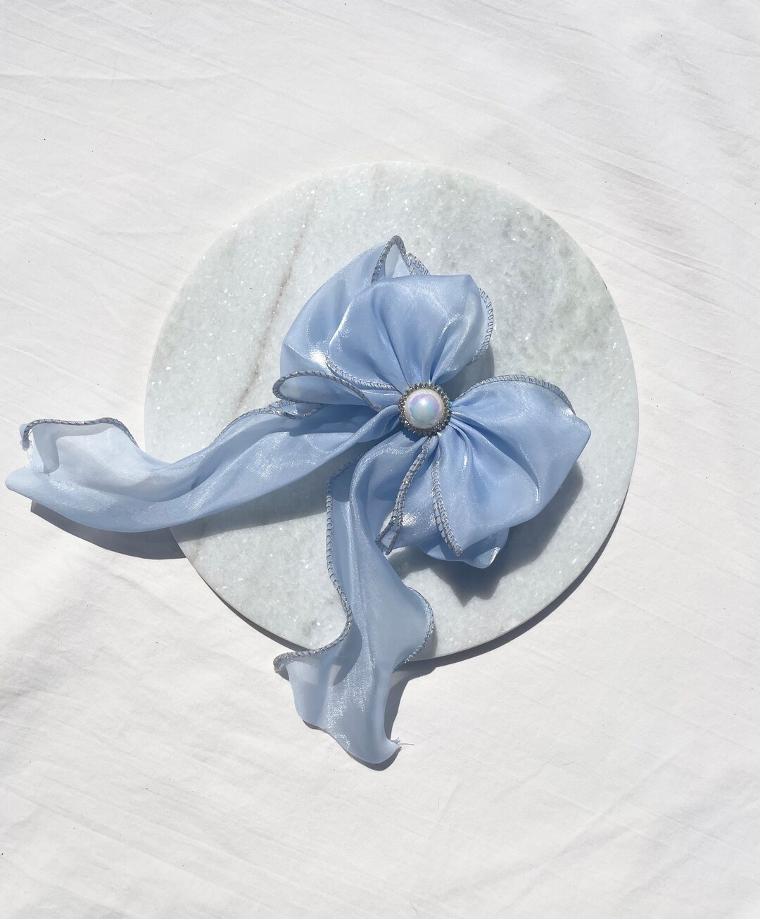Feminine and Girly Blue Coquette Hair Bow - Etsy