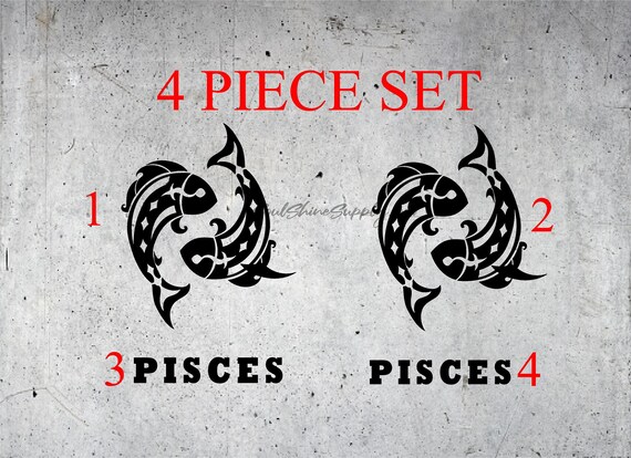 Pisces Zodiac Sign & Text Glossy Die Cut Sticker Set Paper Paper ...