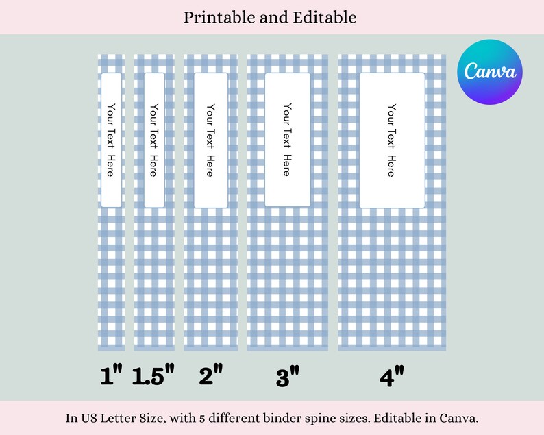 Gingham Binder Cover | Printable Gingham Binder Cover | Canva Editable ...