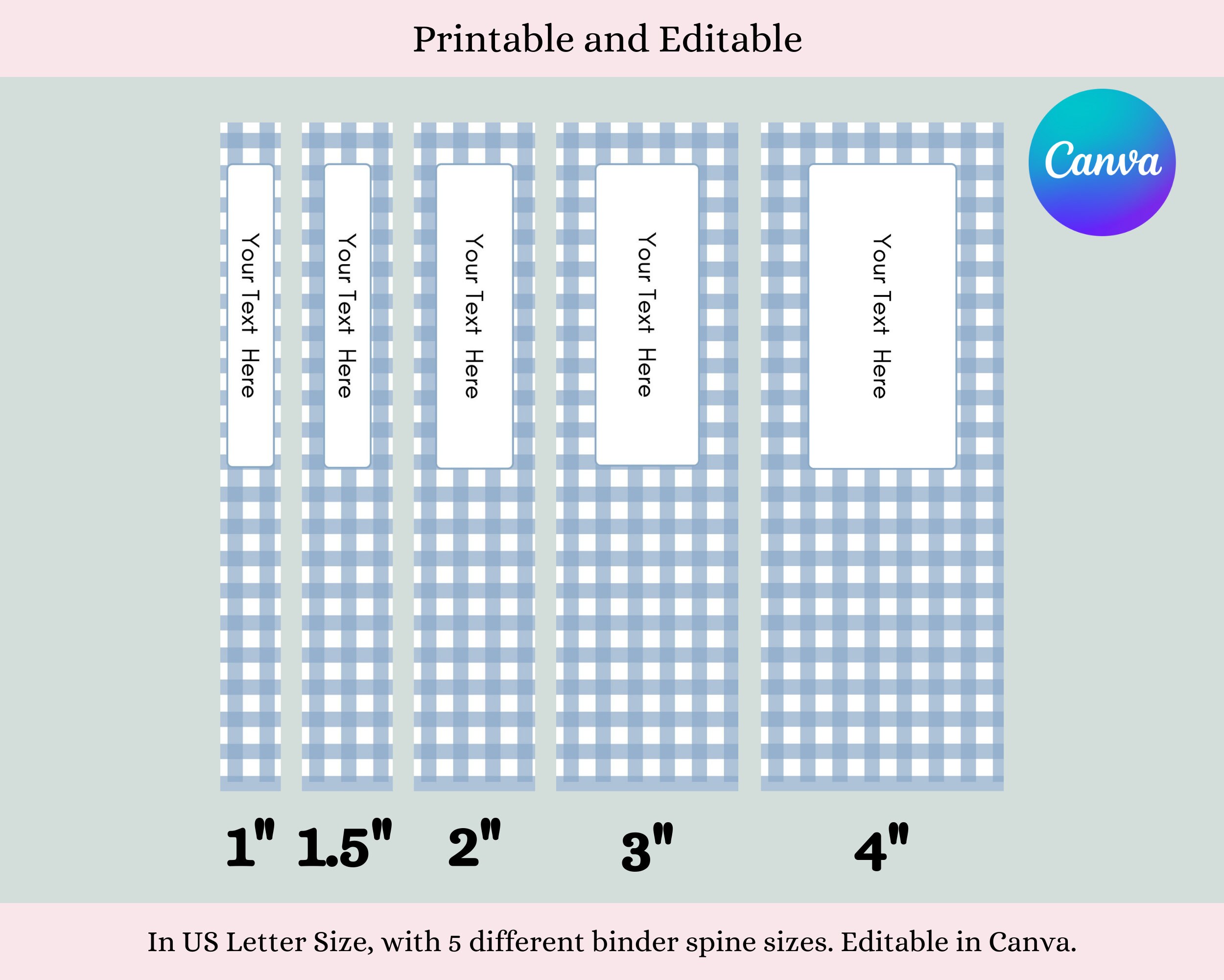 Gingham Binder Cover | Printable Gingham Binder Cover | Canva Editable ...