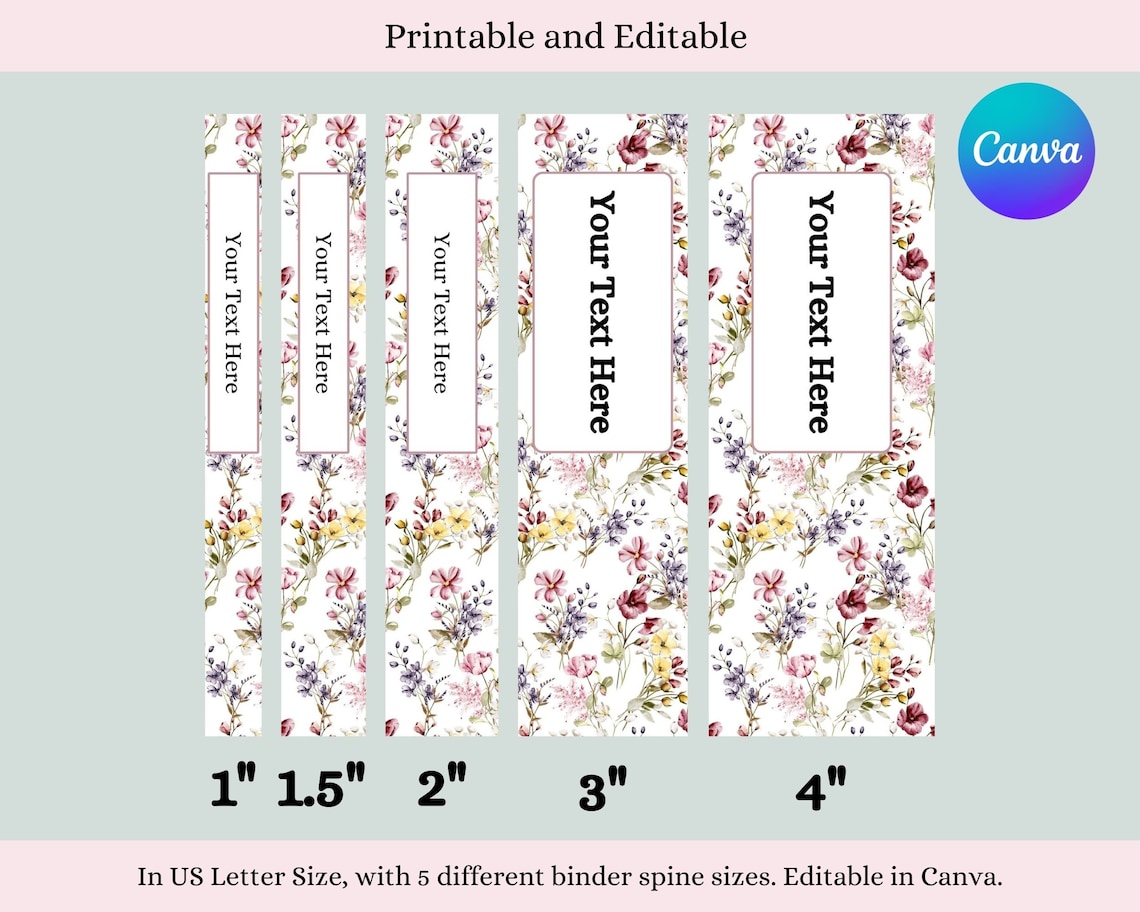 Wildflowers Binder Cover | Printable Wildflower Binder Cover | Canva ...