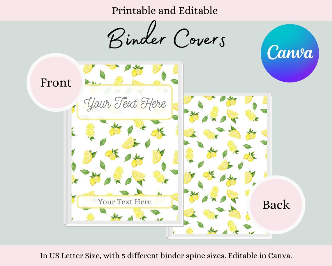 Fruits Binder Cover | Printable and Canva Editable Binder Cover and ...