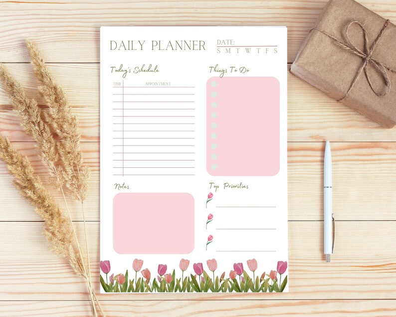 Tulip Daily Planner | Undated Planner | Printable Planner | Organizer ...