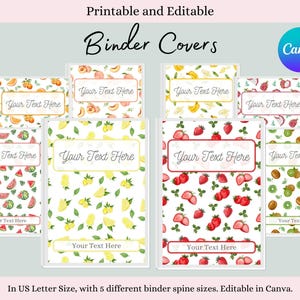 Fruits Binder Cover | Printable and Canva Editable Binder Cover and ...