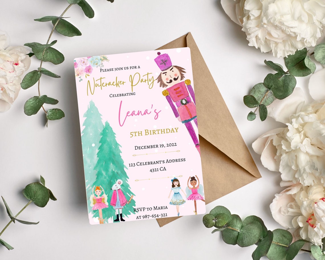 Nutcracker Party Invitation | Pink Nutcracker Invitation | Editable ...