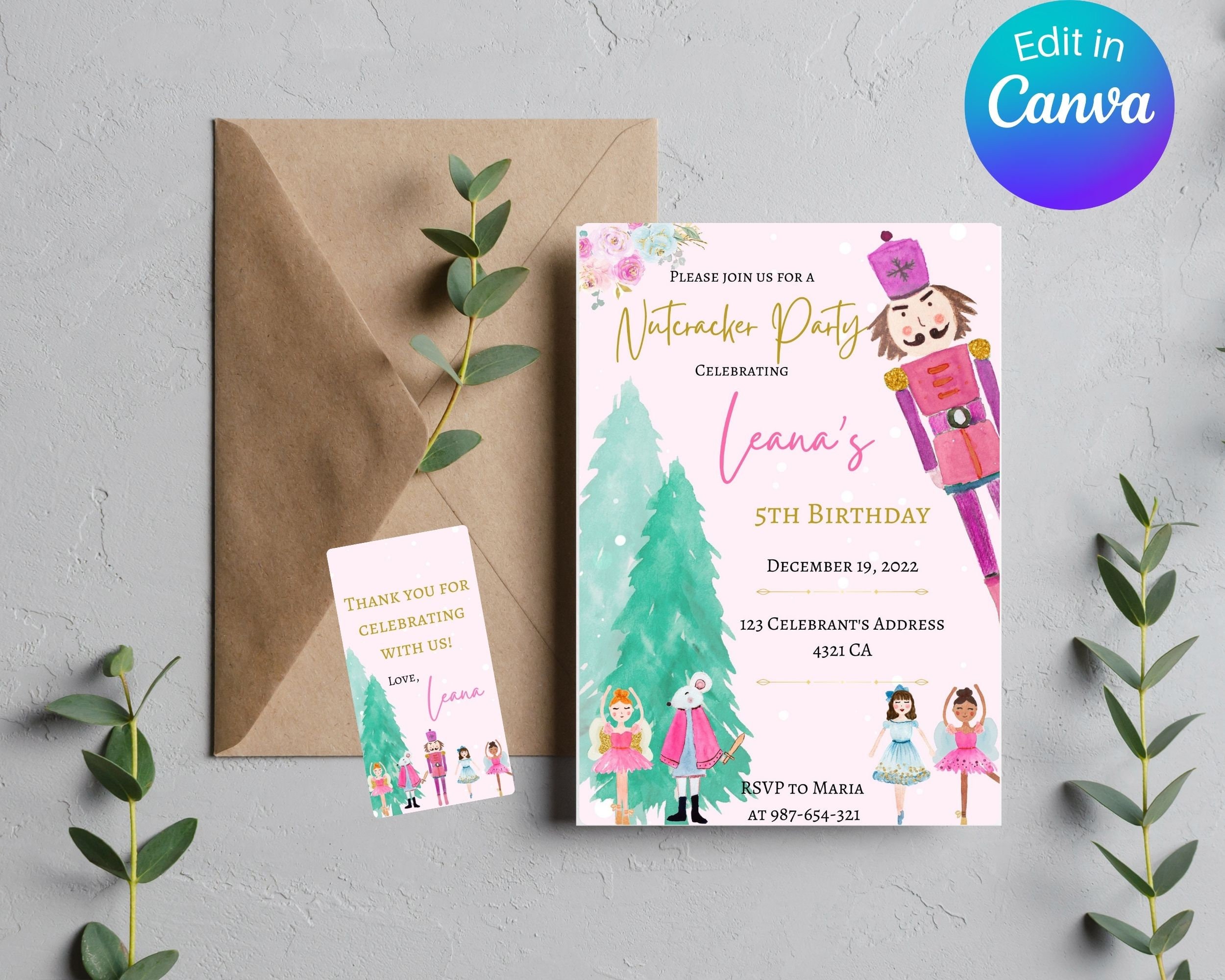 Nutcracker Party Invitation | Pink Nutcracker Invitation | Editable ...