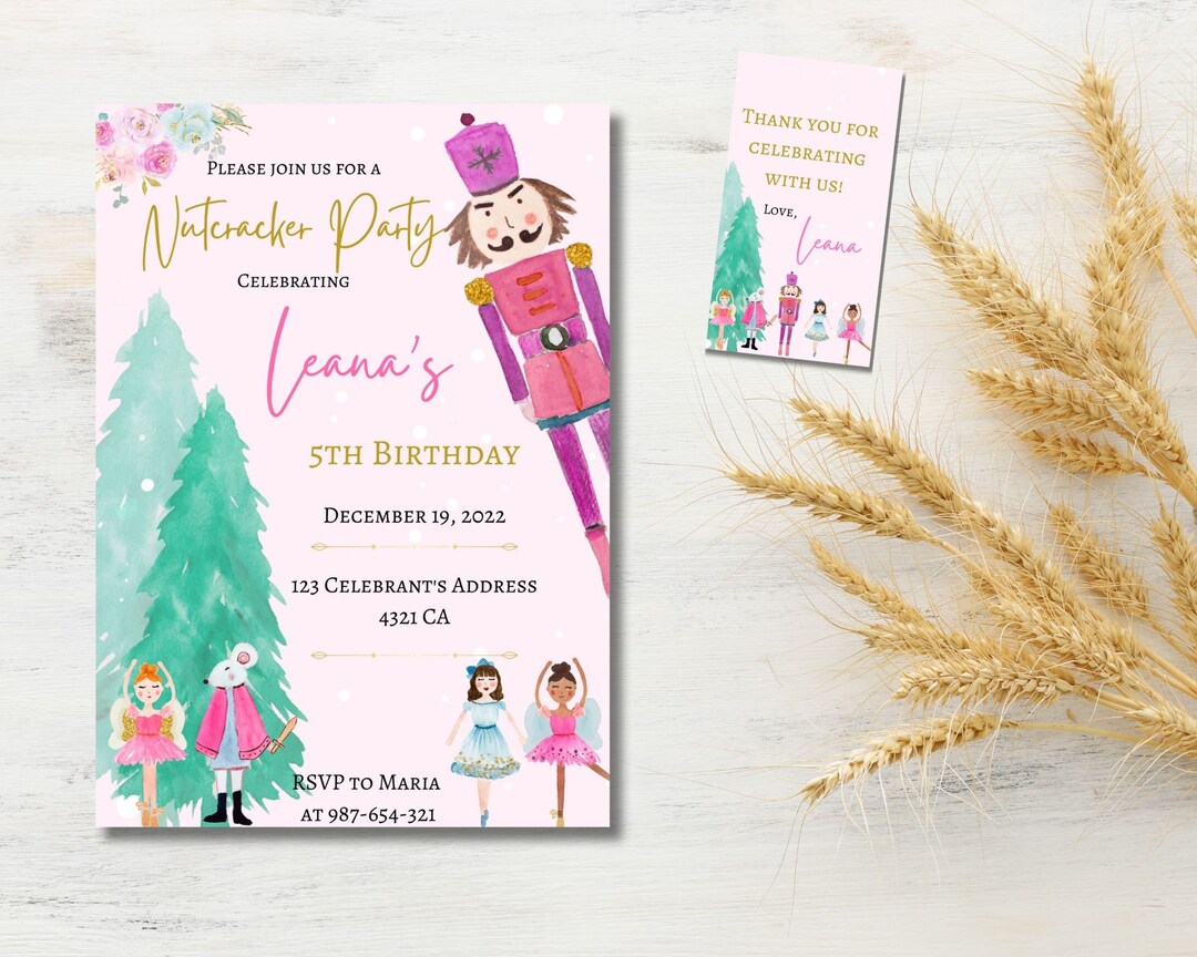 Nutcracker Party Invitation | Pink Nutcracker Invitation | Editable ...