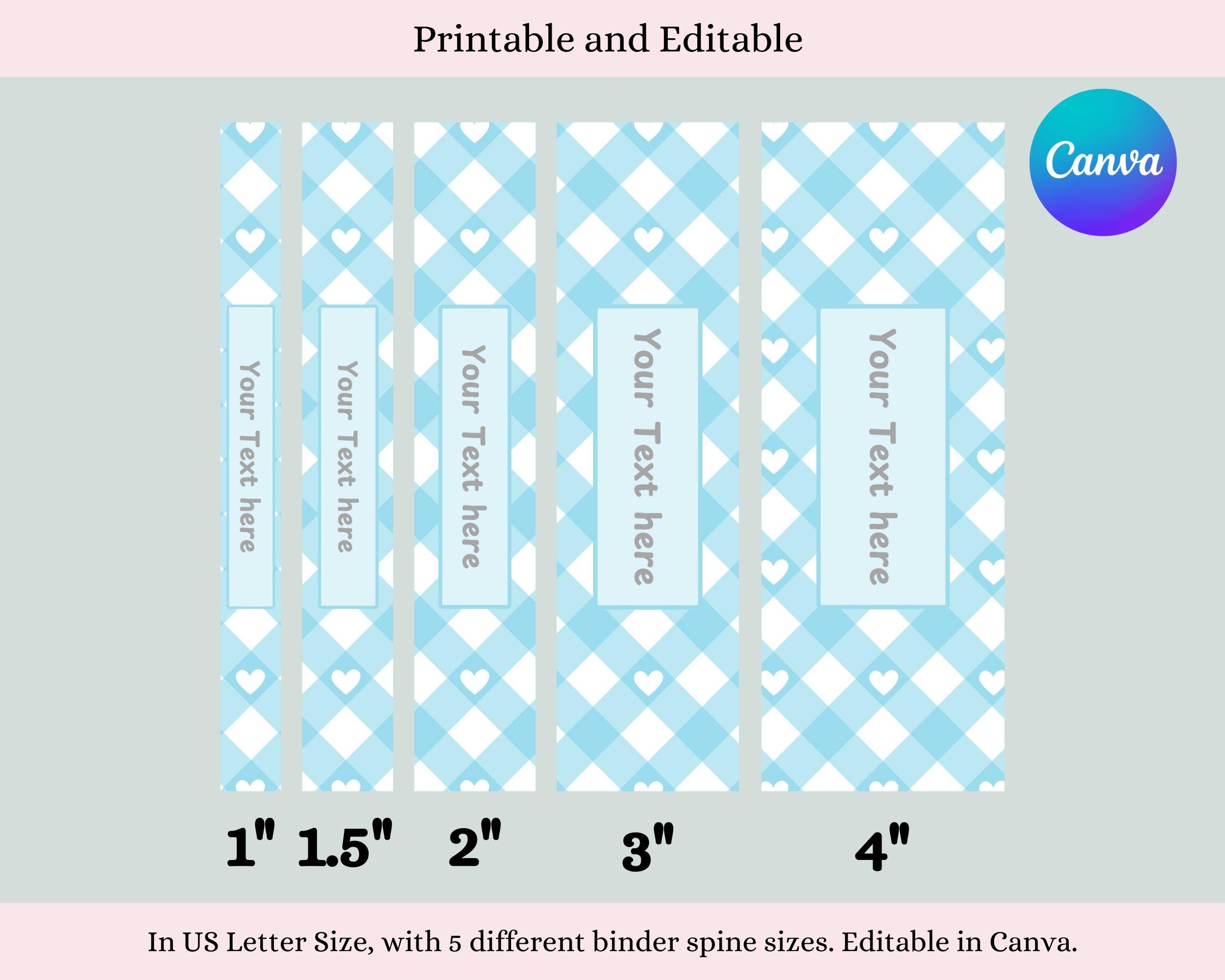 Gingham Heart Binder Cover | Printable Binder Cover | Canva Editable ...