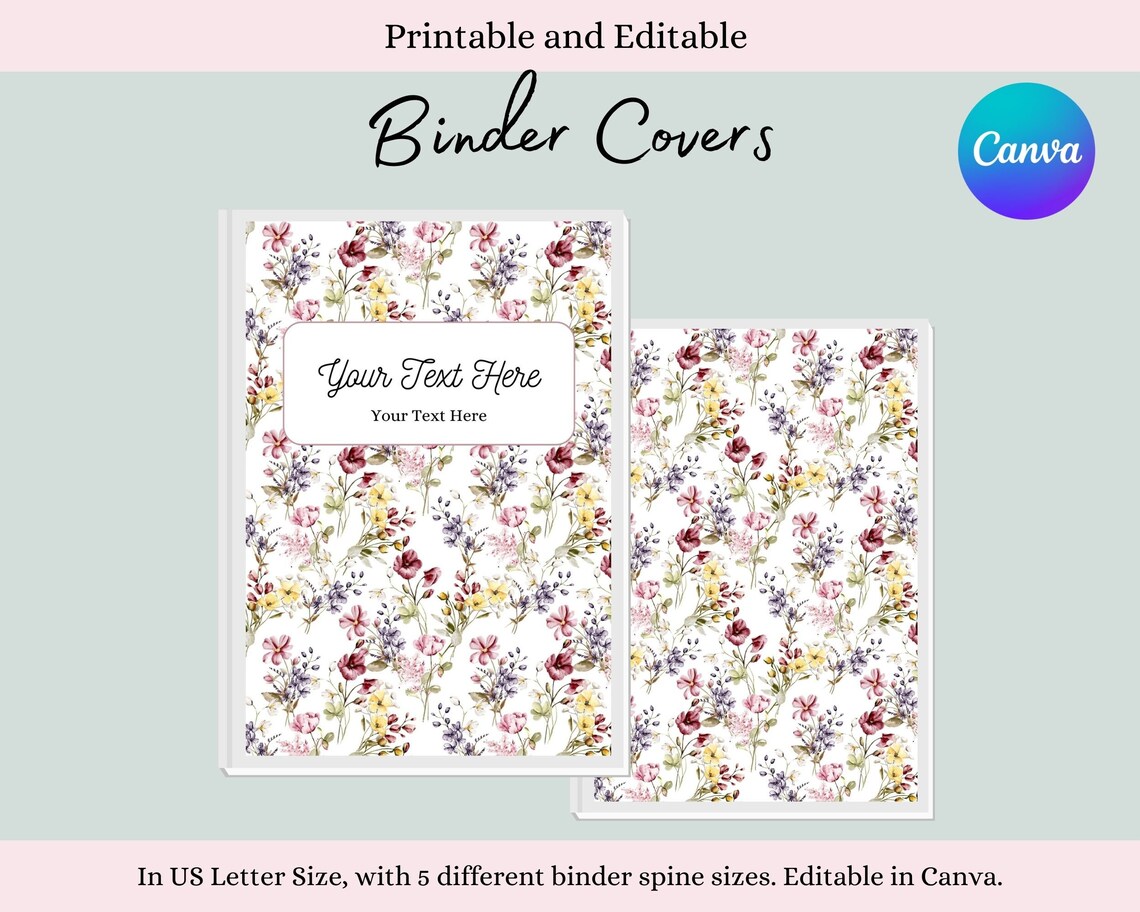 Wildflowers Binder Cover | Printable Wildflower Binder Cover | Canva ...