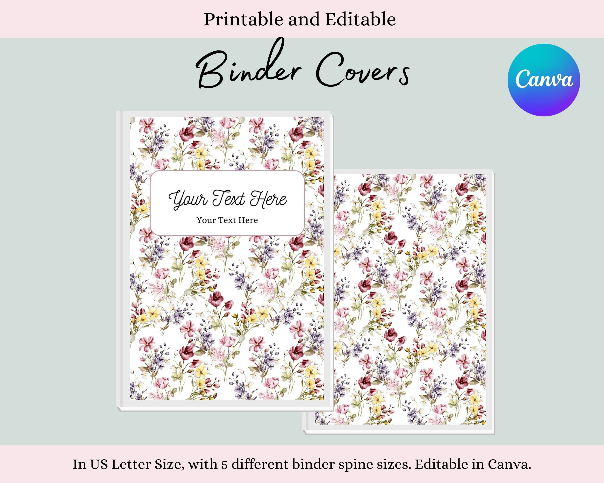 Wildflower Binder Covers | Printable Floral Design (canva Editable) - Etsy