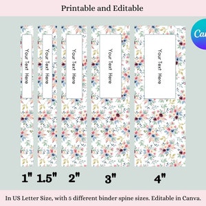 Floral Binder Covers | Printable Binder Covers | Canva Editable Binder ...