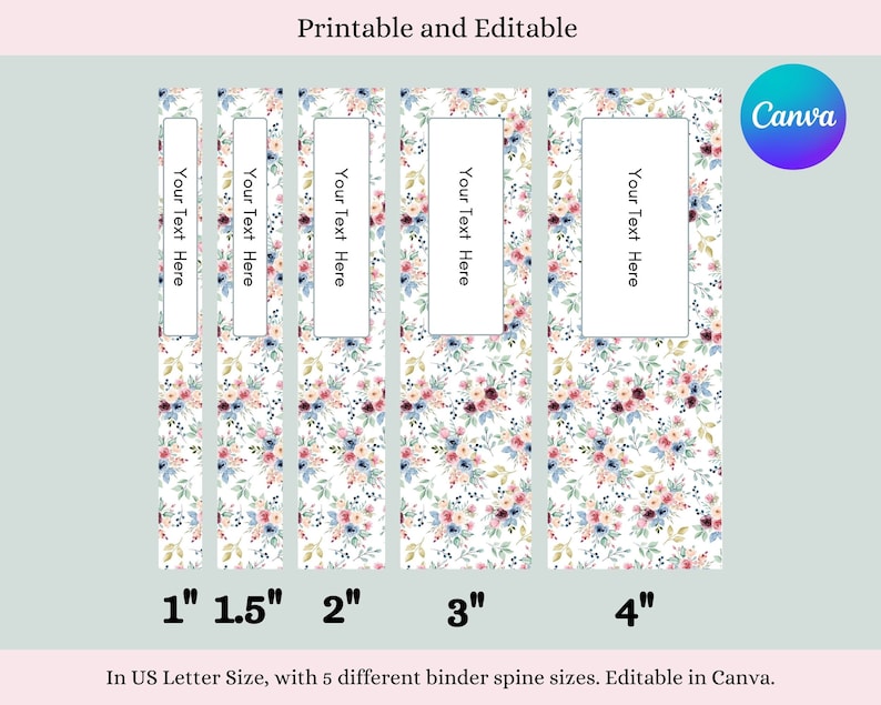 Floral Binder Covers | Printable Binder Covers | Canva Editable Binder ...