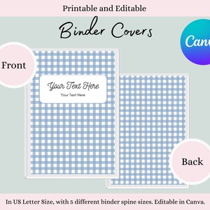 Gingham Binder Cover | Printable Gingham Binder Cover | Canva Editable ...