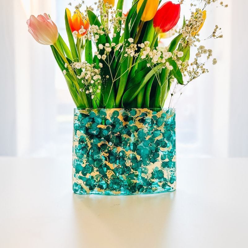 Teal Flower Vase - Etsy