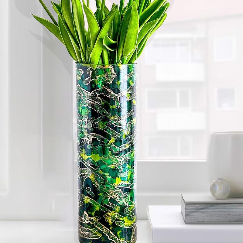 Green and Gold Vase - Etsy