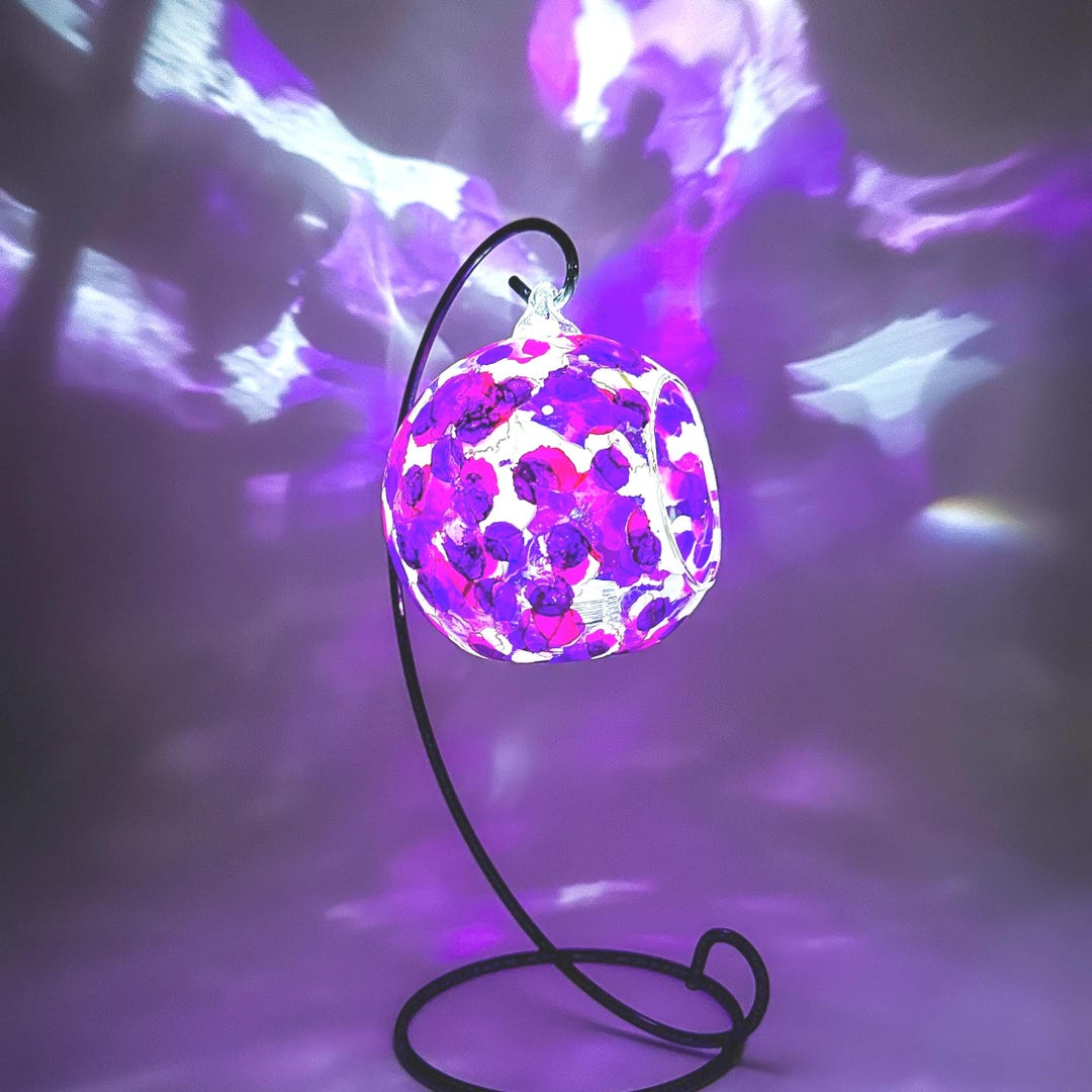 Hand Painted Abstract Glass Candle Holder: Pink, Purple & Gold - Etsy