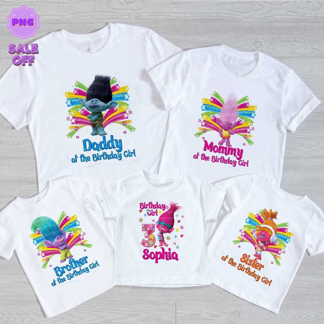 Trolls Birthday Png, Personalized Troll Birthday Family Matching Png ...