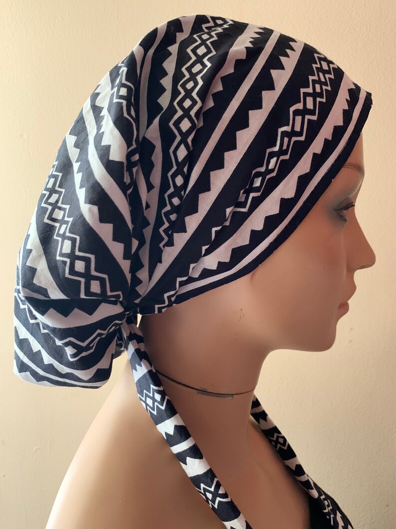 Black White Flat Front Mud Cloth African Print Scrub Cap or Scrub Hat ...