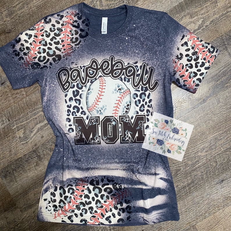 Baseball Mom Cheetah Bleached Shirt | Adult Bleached Shirt | Baseball ...
