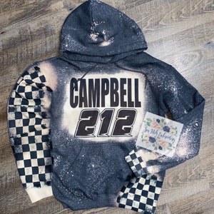 Racing Bleached Hoodie | Custom Name and Number Racing Sweatshirt ...