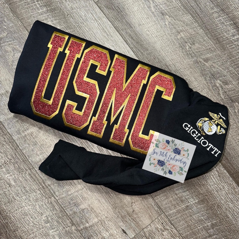 Military Embroidered Sweatshirt | Sparkle Sweatshirt | Custom ...
