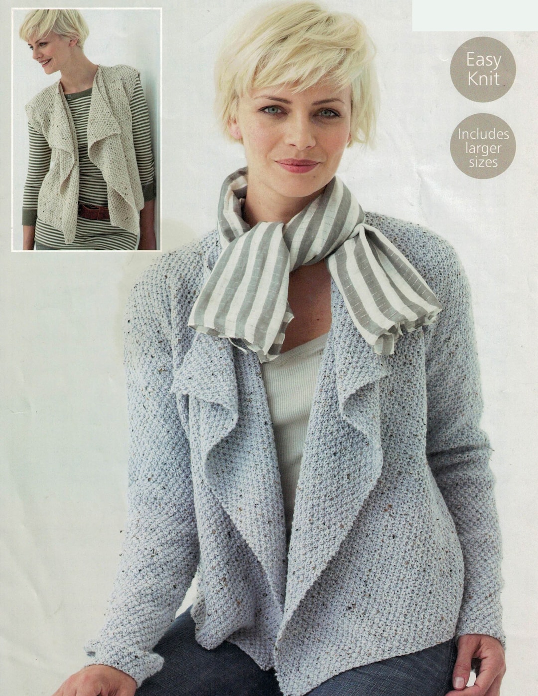 PDF Instant Download Knitting Pattern *waterfall Cardigan and Waistcoat ...