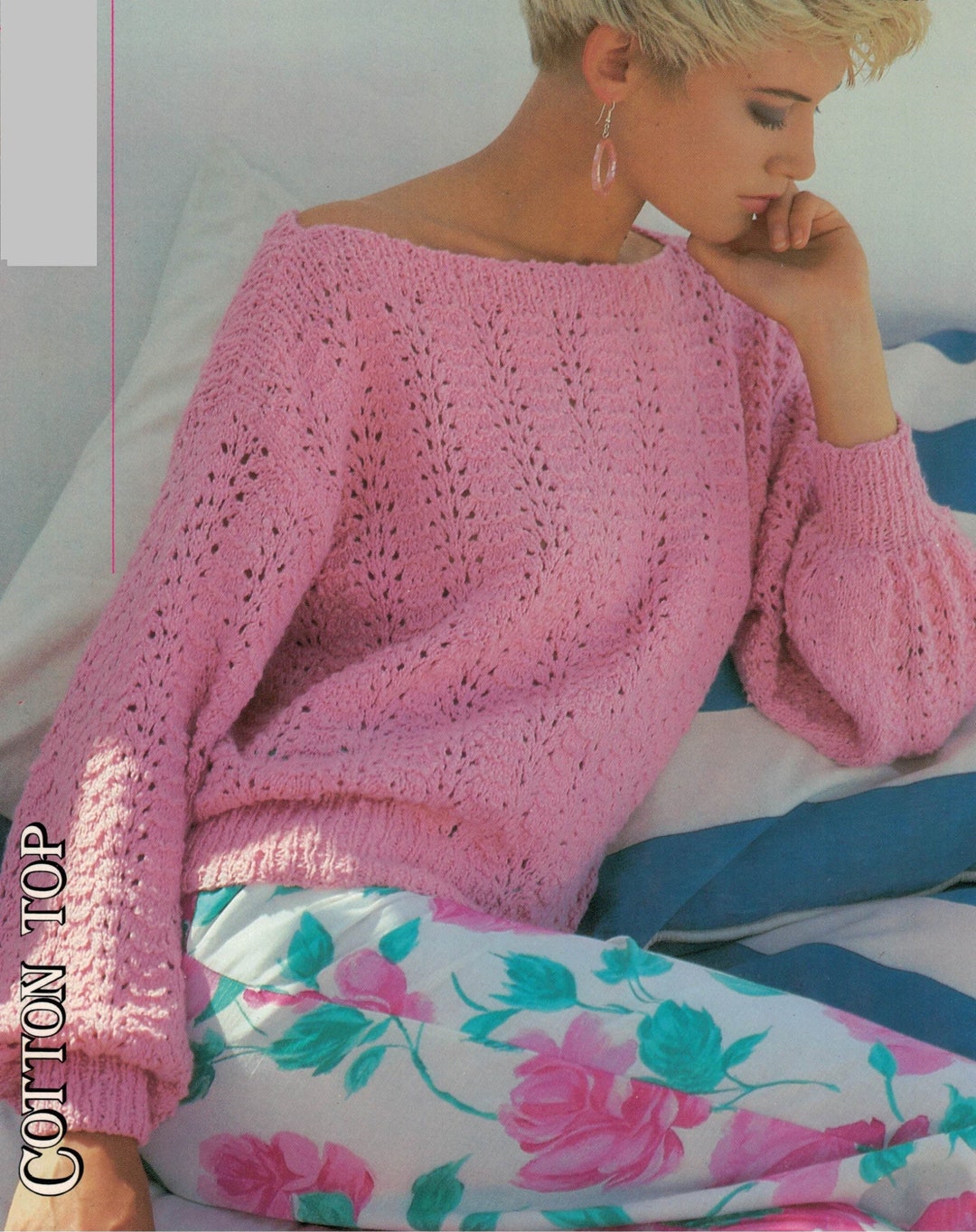 PDF Instant Download Knitting Pattern *lady's Slash Neck Long Sleeve ...