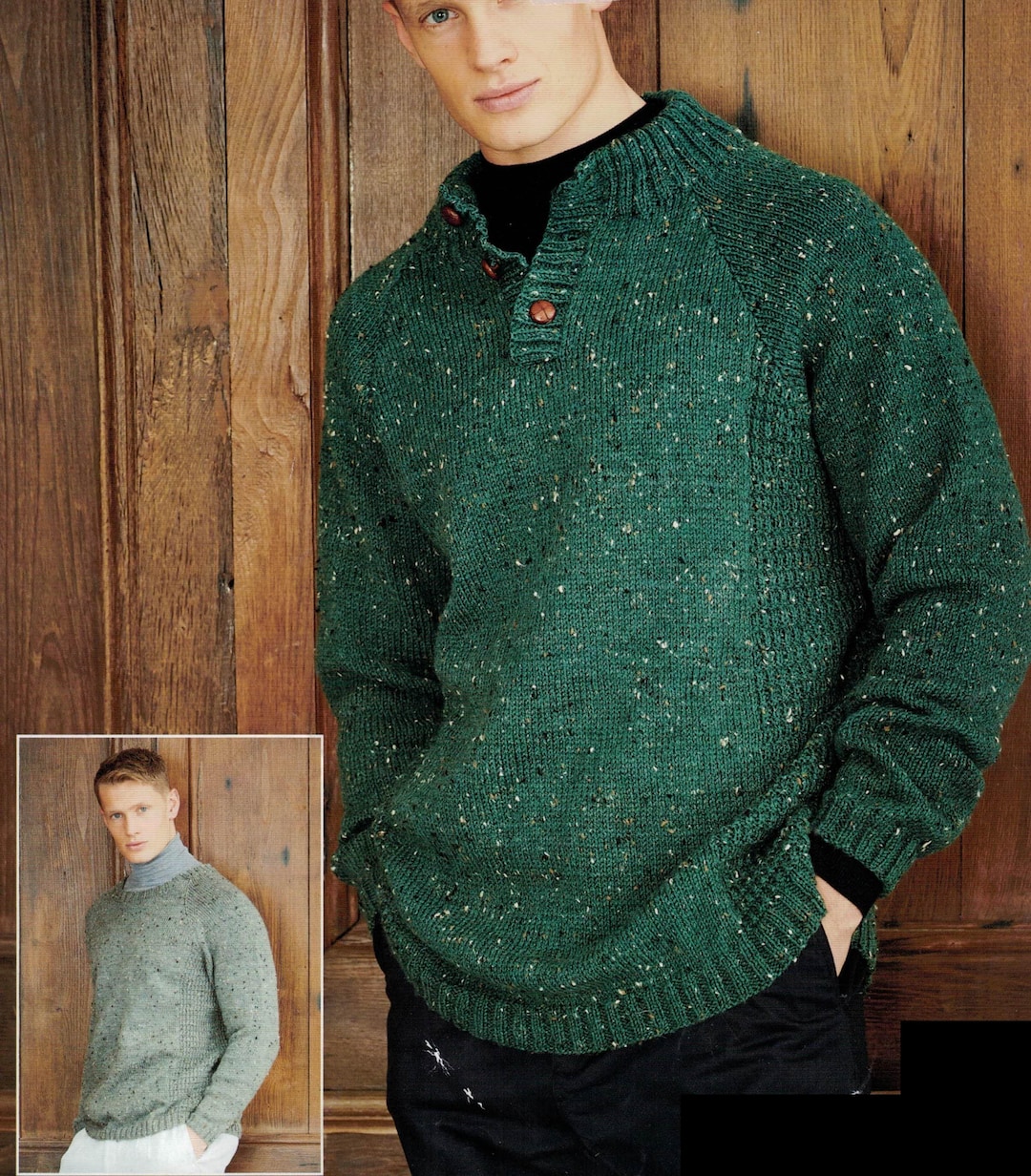 PDF Instant Download Knitting Pattern *man's Easy Knit Sweaters* DK ...