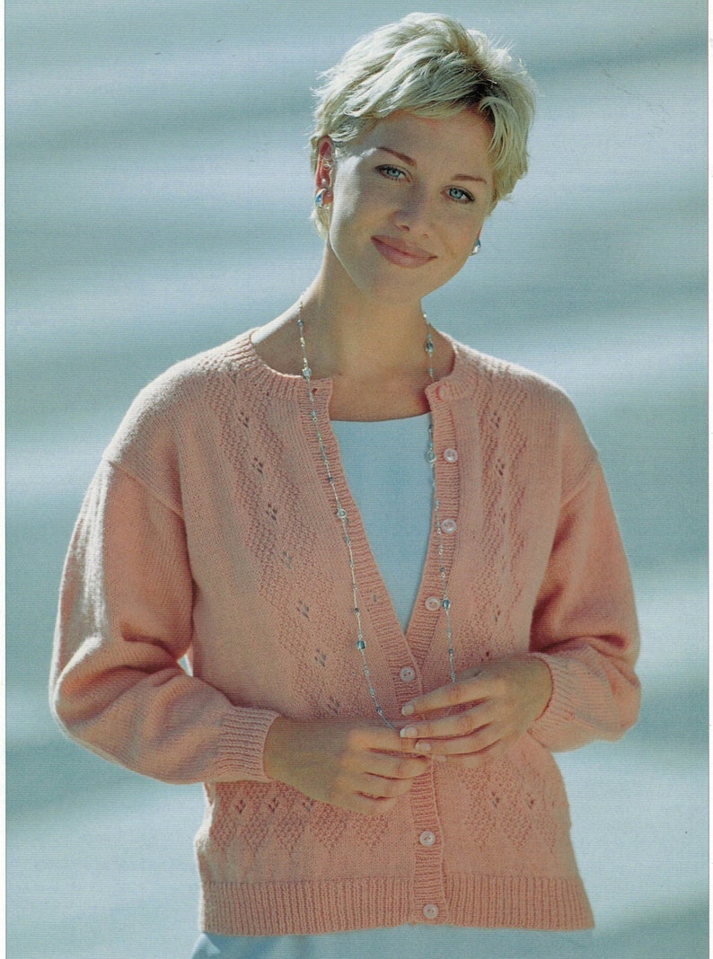 PDF Instant Download Knitting Pattern lady's Lace Cardigan 4ply Weight ...