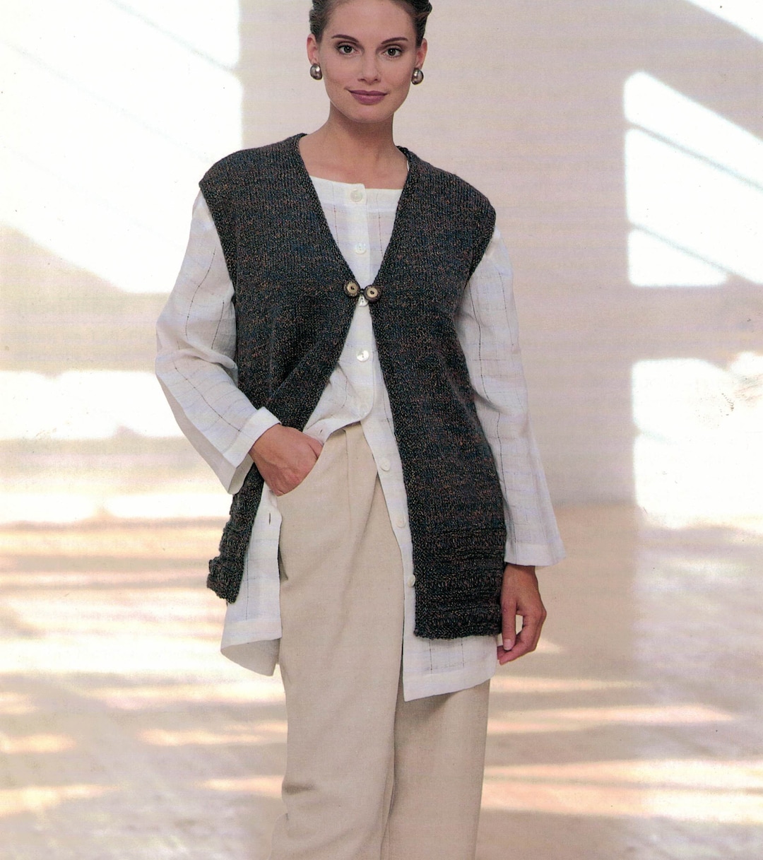 PDF Instant Download Knitting Pattern *ladies' Long Waistcoat* DK ...