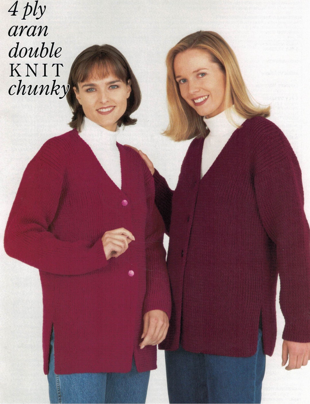 PDF Instant Download Knitting Pattern *ribbed Jacket in 4ply, DK, Aran ...