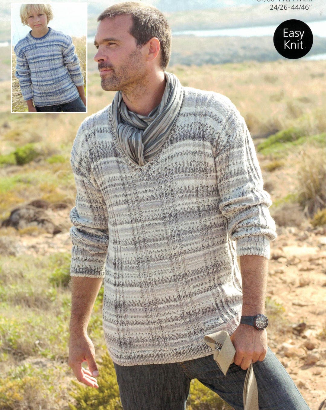 PDF Instant Download Knitting Pattern man and Boy's Easy Knit Sweaters ...